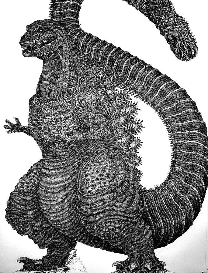 Godzilla 2022 Head Drawing